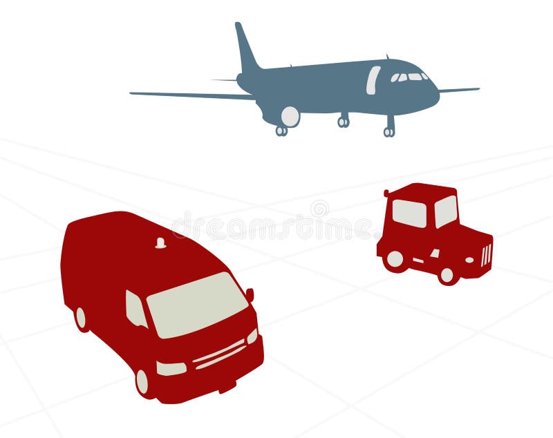 Airport carts and aiplane stock vector. Illustration of aviation - 19612879