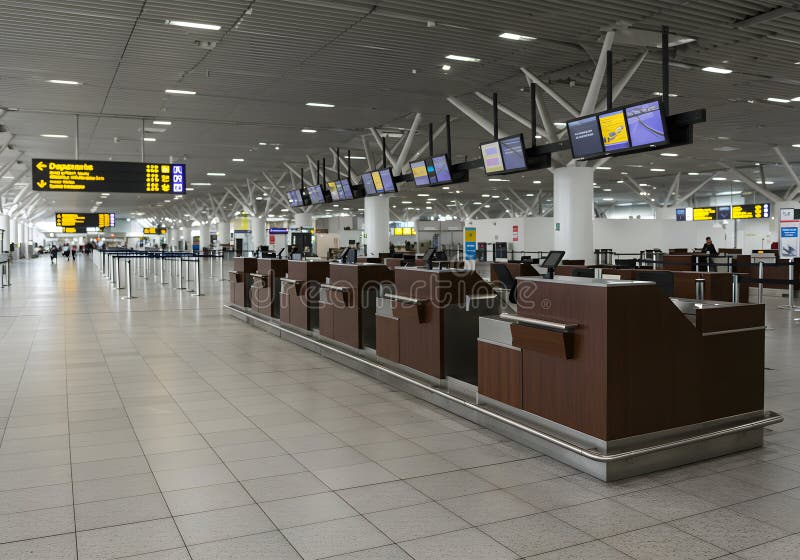 Airport Check in Area Empty Stock Illustration - Illustration of ...
