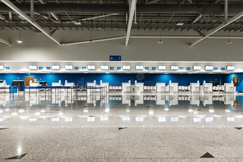 Airport Check-in Counters for Background, No People Stock Image - Image ...