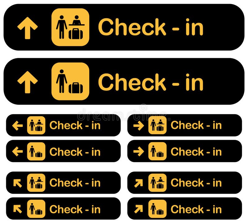 Airport Check-in Dirrection Signs Set, Vector Illustration Stock Vector ...