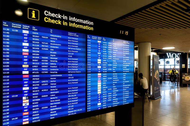 Airport Check-in Information Board Editorial Stock Image - Image of ...