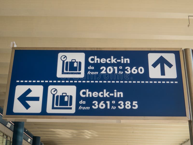 Airport Check-in Sign stock image. Image of direction - 85415773