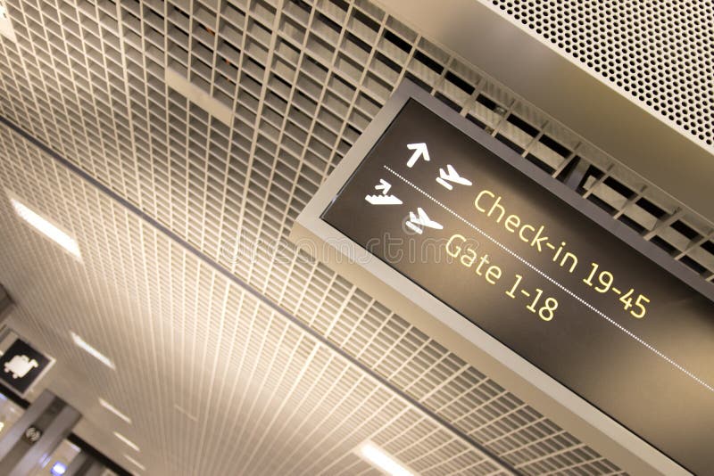 Airport Checkin and Gate Signage Stock Photo - Image of direction ...