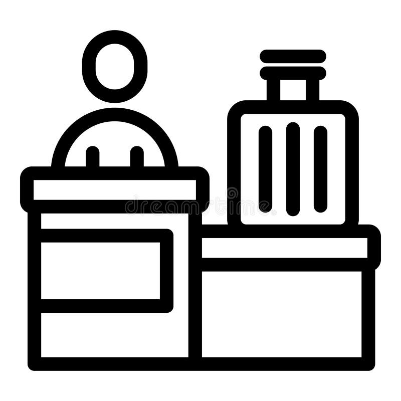 Airport Checking Counter Icon Outline Vector Flight Baggage Weighing