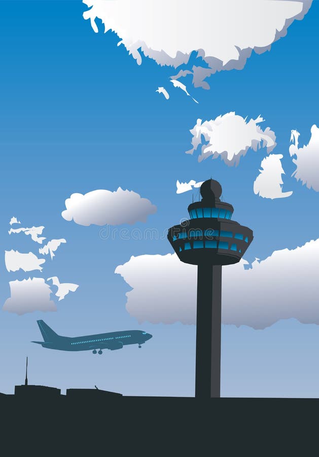 Airport Control Tower stock vector. Illustration of transportation ...