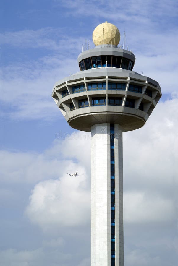 Changi Airport Control Tower Stock Photo - Image of tracking, tower ...
