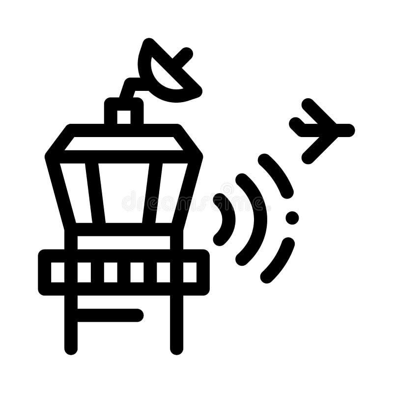 Airport Control Tower Radar Icon Thin Line Vector Stock Vector ...