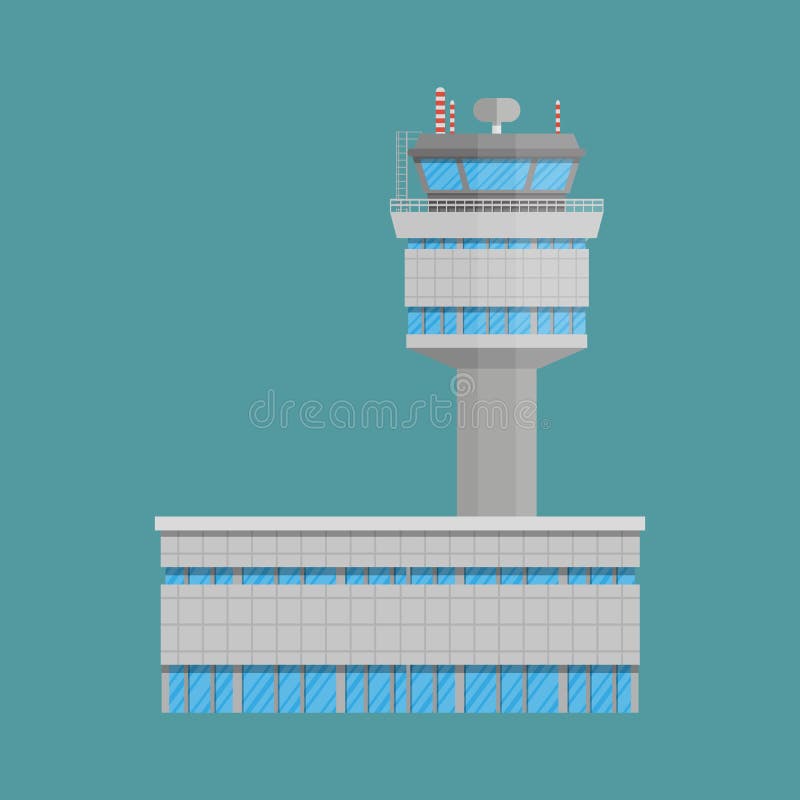 Airport Control Tower and Terminal Building Stock Vector - Illustration ...