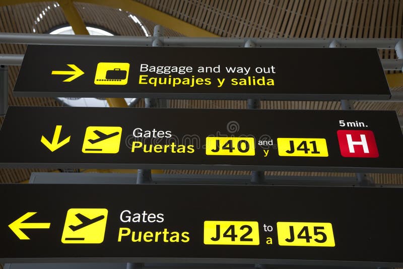 Airport Departure Gate Sign Stock Photo - Image of vacation, baggage ...