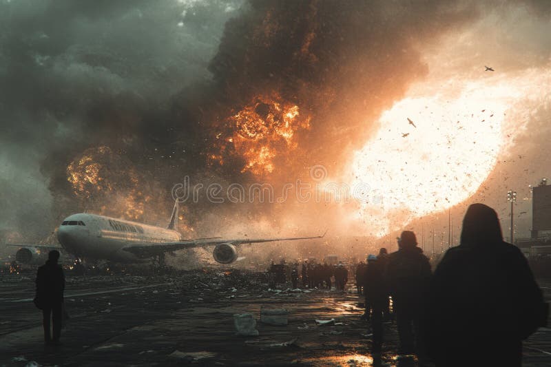 ?Airport Disaster with Airplane Crashing and Exploding Near Terminal ...