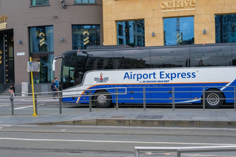 Airport Express Bus at the Bus Stop Editorial Stock Image - Image of ...