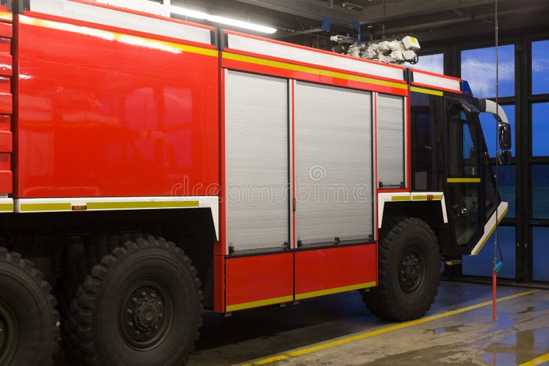 Airport Fire Truck in the Evening Stock Photo - Image of firetruck ...