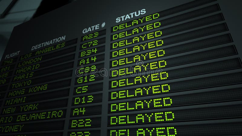 Airport Flight Information Board, Delayed Stock Illustration ...