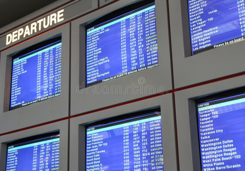 Airport Flight Information Displays Stock Photo - Image of monitor ...