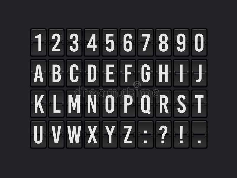 Airport Flip Board Panel. Typography Font Display. Vector Realistic ...