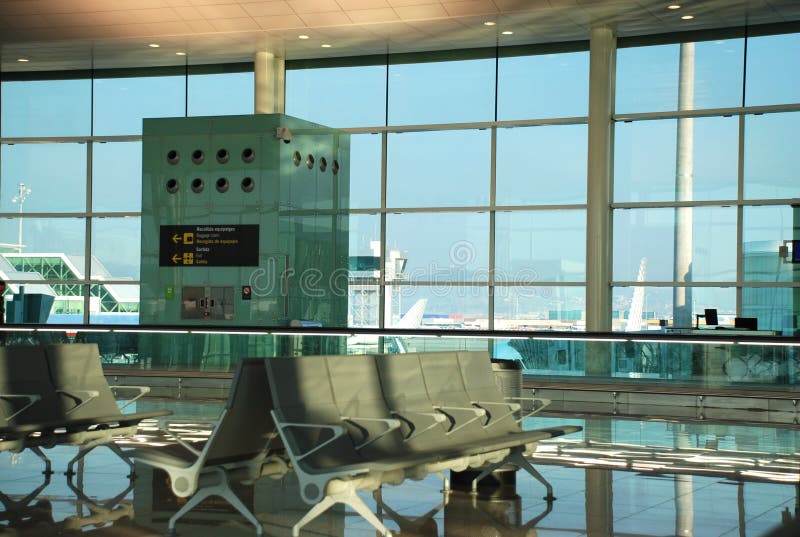 Airport Terminal Waiting Area Stock Image - Image of blue, contemporary ...