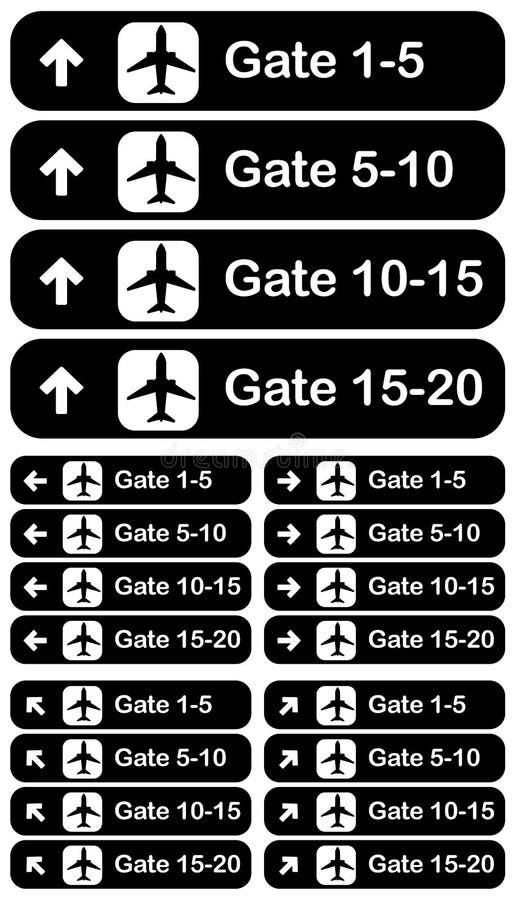 Airport Gate Dirrection Signs Set, Vector Illustration Stock Vector ...