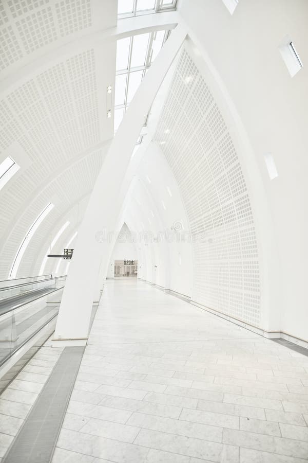 Airport, Hallway and Architecture in Tunnel with Pillar, Design and ...