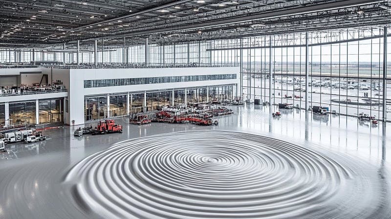Airport Hangar, Swirling Water, Vehicles, Maintenance, Testing Stock ...