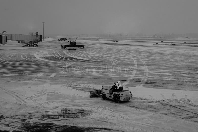 Airport with Heavy Snowfall Stock Image - Image of aviation, flying ...