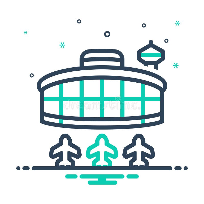 Mix Icon for Airport Hub, Airport and Tower Stock Vector - Illustration ...