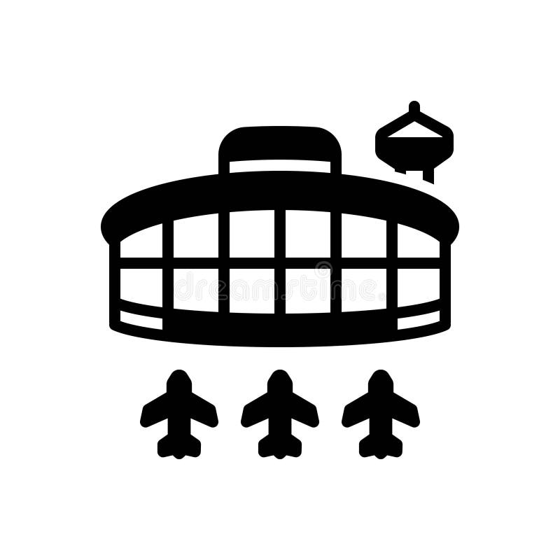 Black Solid Icon for Airport Hub, Airport and Transport Stock ...
