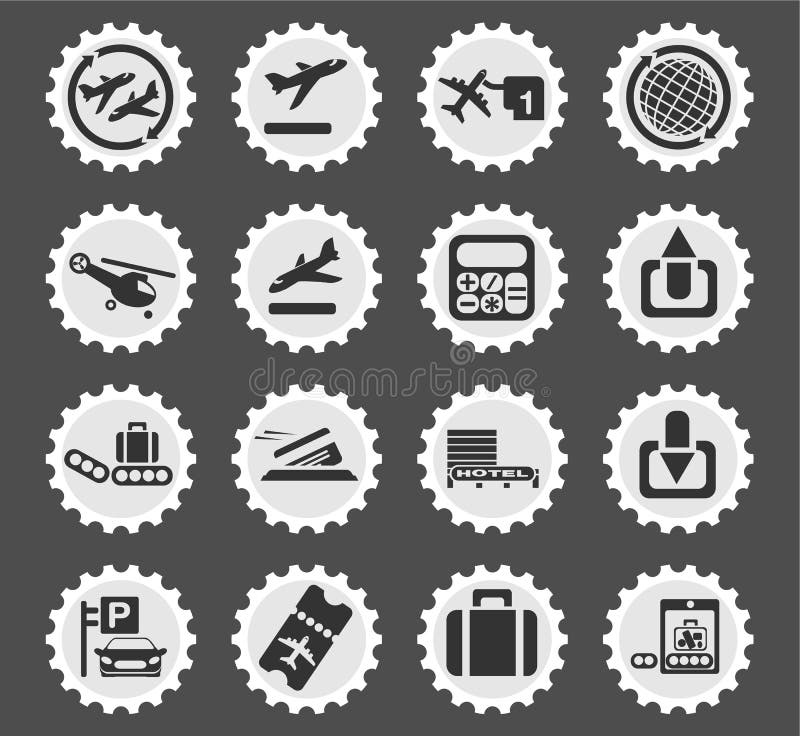 Airport icon set stock illustration. Illustration of figure - 88750210