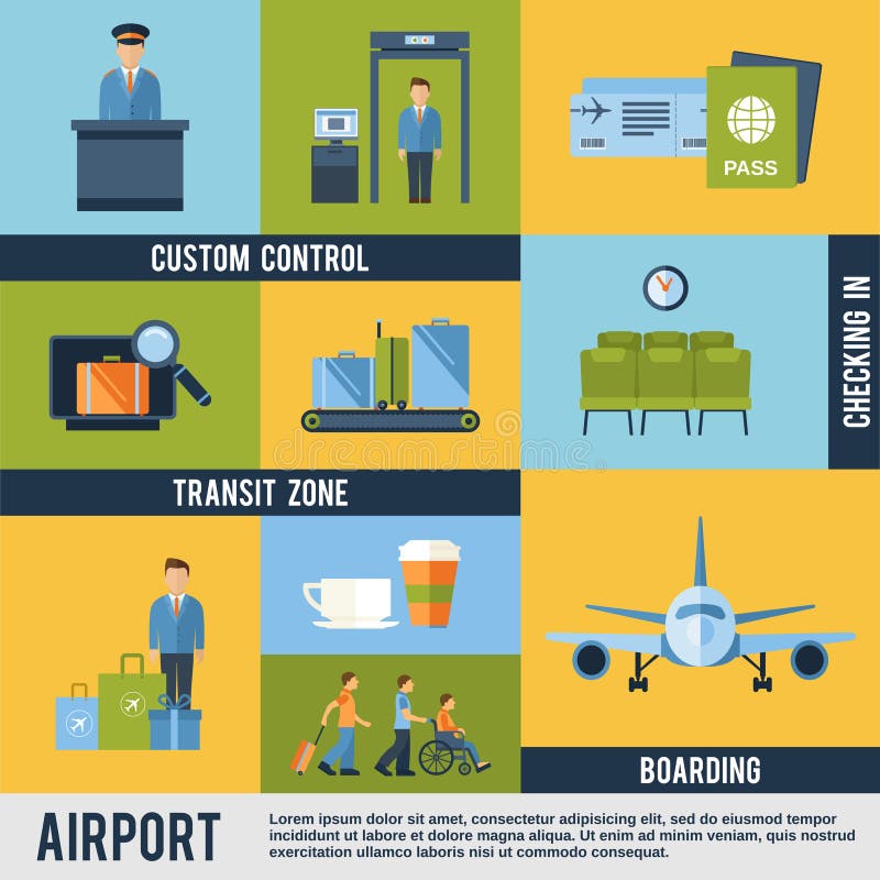 Airport Icons Set Vector Design Illustration Stock Vector ...
