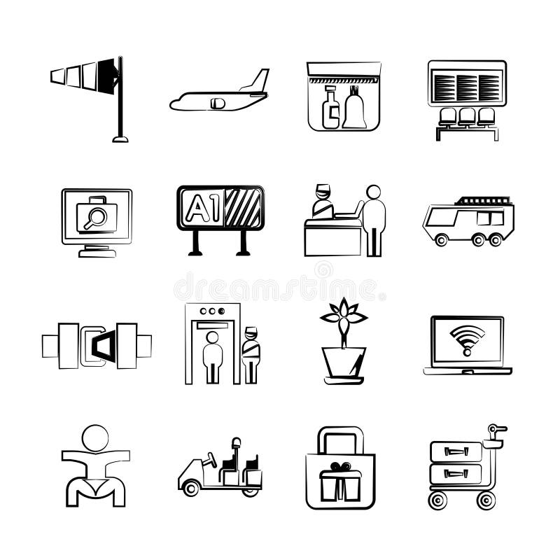 Airport icons stock illustration. Illustration of icon - 36902083