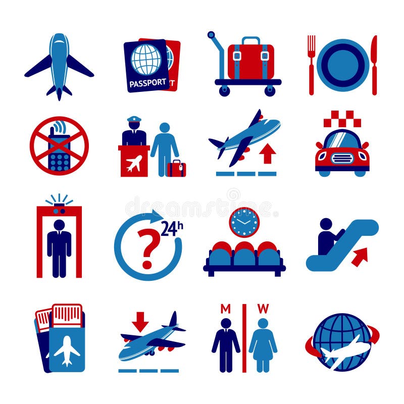 Airport Icons Set stock vector. Illustration of design - 43808563