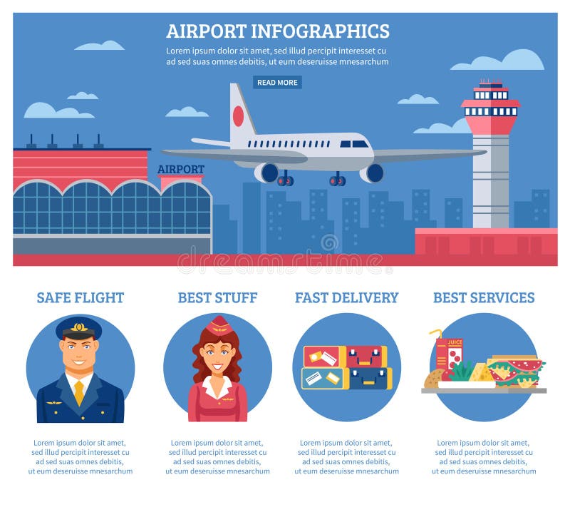Airport Infographics Design Template Stock Vector - Illustration of ...