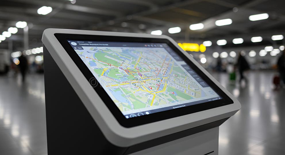 Airport Information Kiosk with Interactive Map Touchscreen Display ...