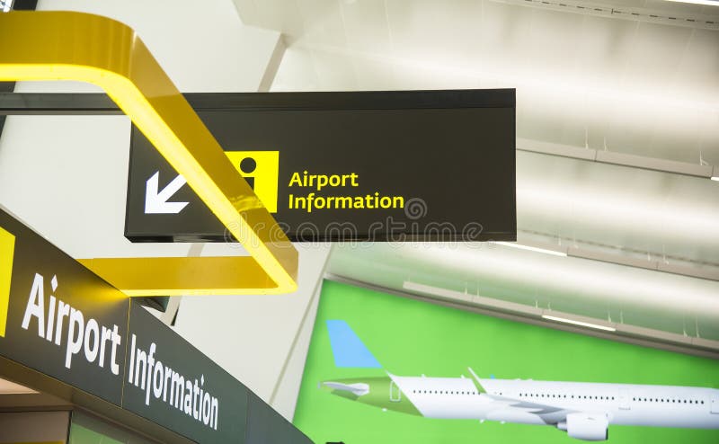 Airport Information Sign for Helping a Passengers Stock Photo - Image ...