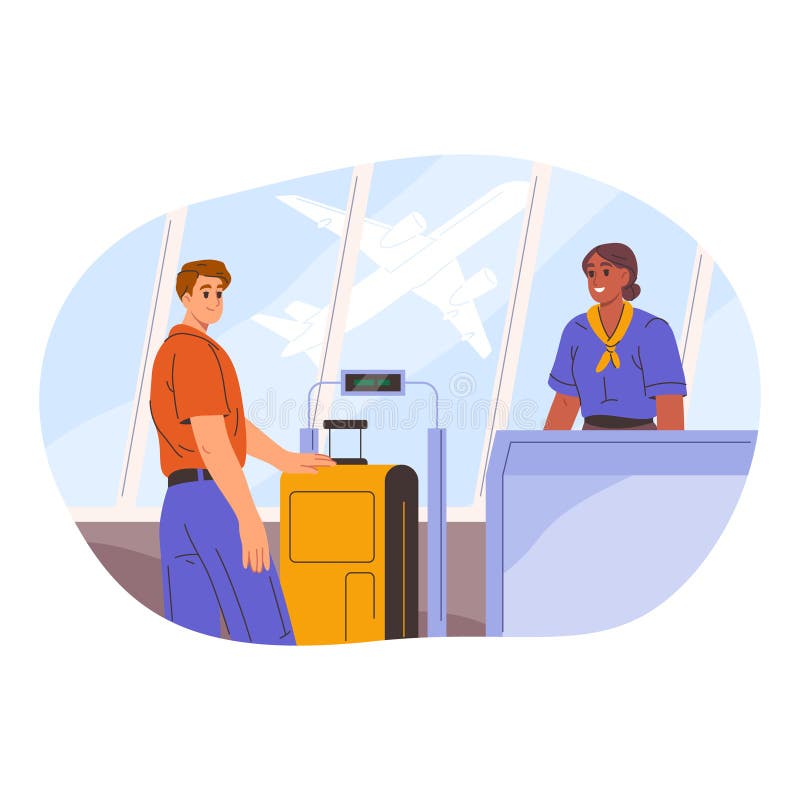 Airport Inspection of Hand Baggage. Vector Image. Stock Vector ...