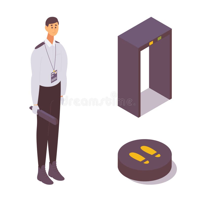 Airport Isometric Decurity Check Guard with X-ray Detector Stock Photo ...