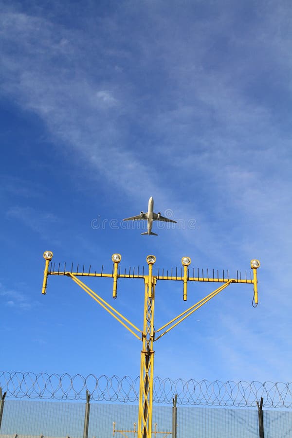 Runway landing Lights stock image. Image of landing, transportation ...