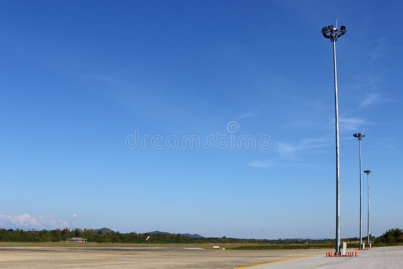 Airport Light Post in Sun Day Light Stock Photo - Image of equipment ...