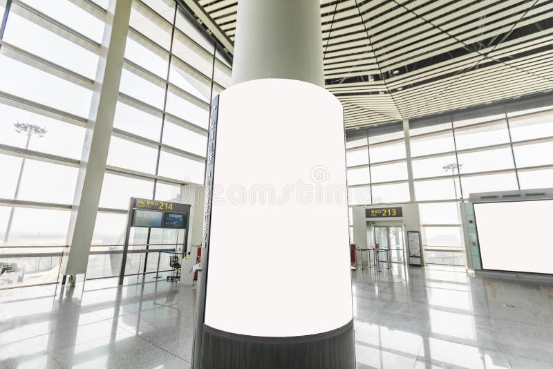 Airport Lobby Billboard Display Rack Stock Image - Image of banners ...