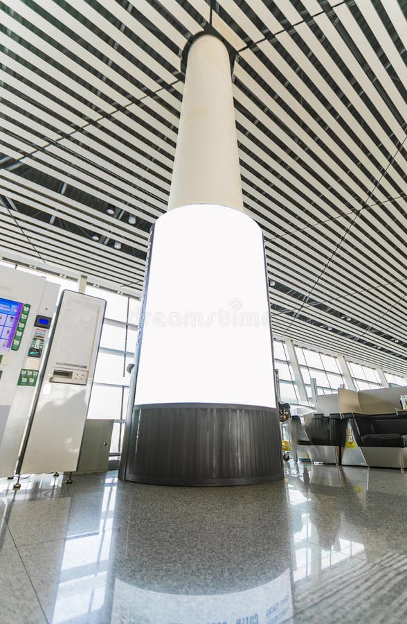 Airport Lobby Billboard Display Rack Stock Image - Image of marble ...