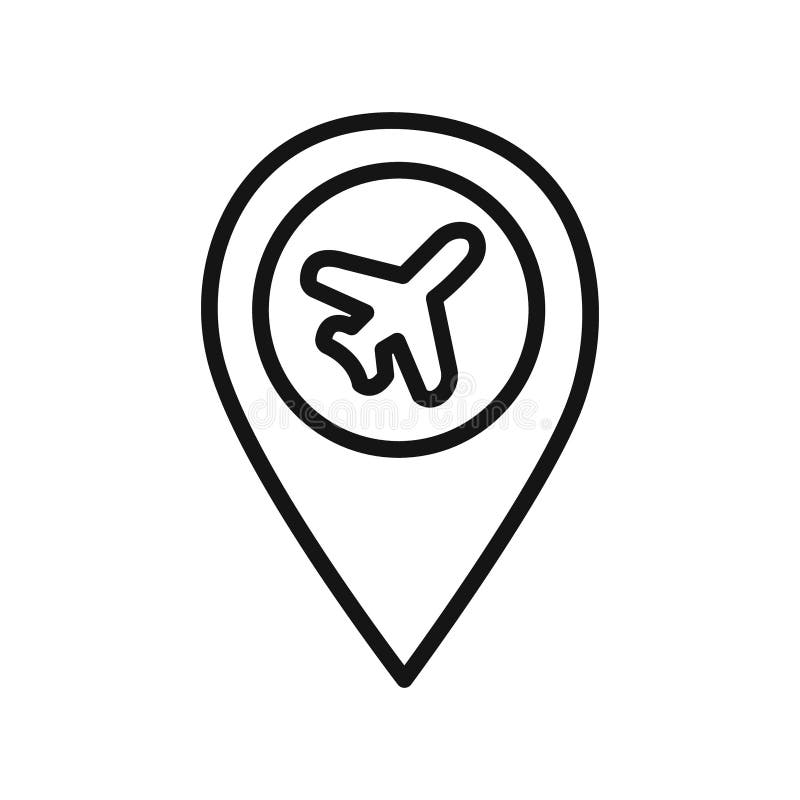 Airport Location Icon Linear Graphics Set Vector Stock Vector ...