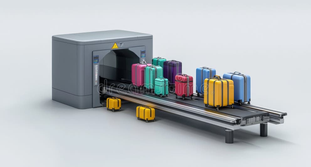 An Airport Luggage Scanner Scans Luggage Stock Image - Image of scan ...