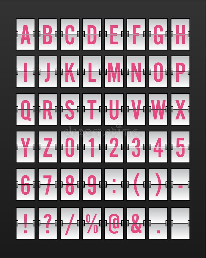 Airport Mechanical Flip Board Panel Font Stock Vector - Illustration of ...