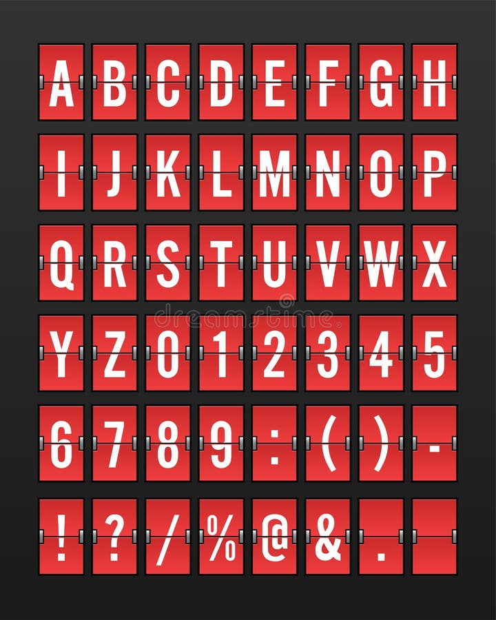 Airport Mechanical Flip Board Panel Font Stock Vector - Illustration of ...