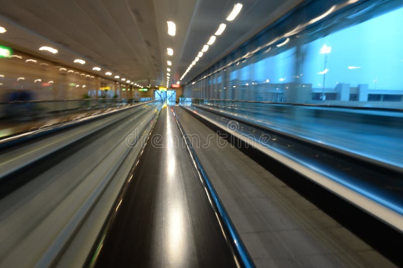 Airport moving walkway stock photo. Image of walk, mechanized - 36875806