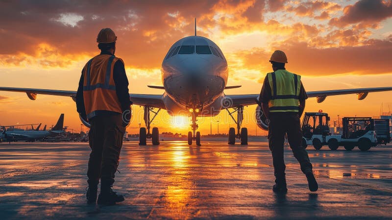 Airport Operations Team Prepares for Flight at Sunset Airfield ...
