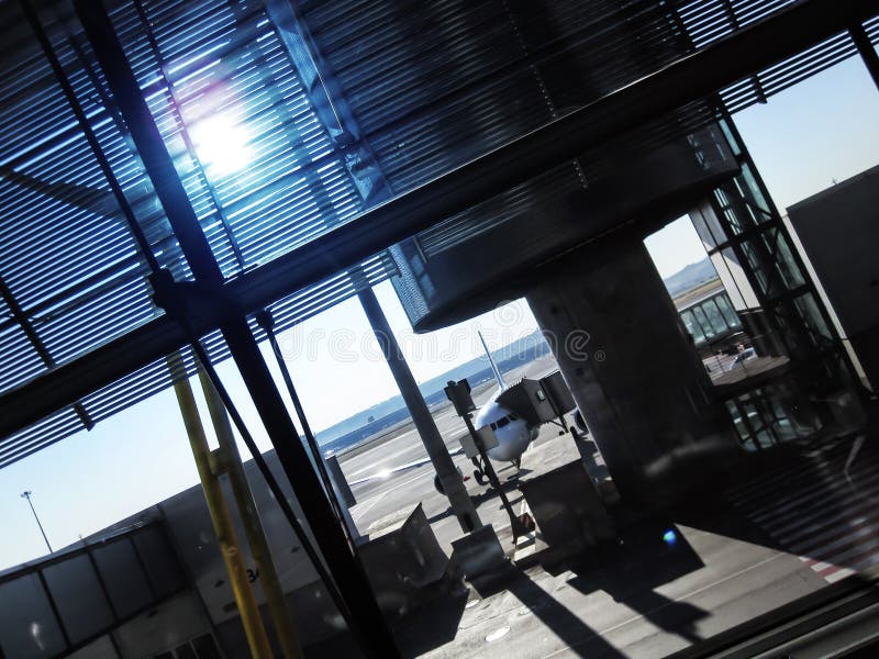 Airport Outside The Window Scene Stock Photo - Image of architecture ...