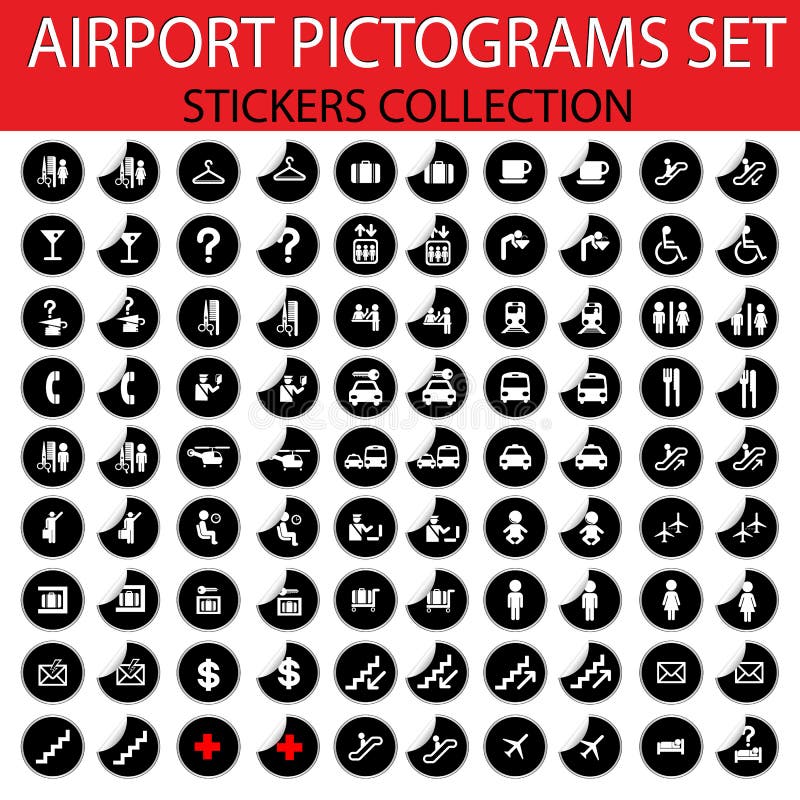 Airport pictogram set stock vector. Illustration of airport - 20355327