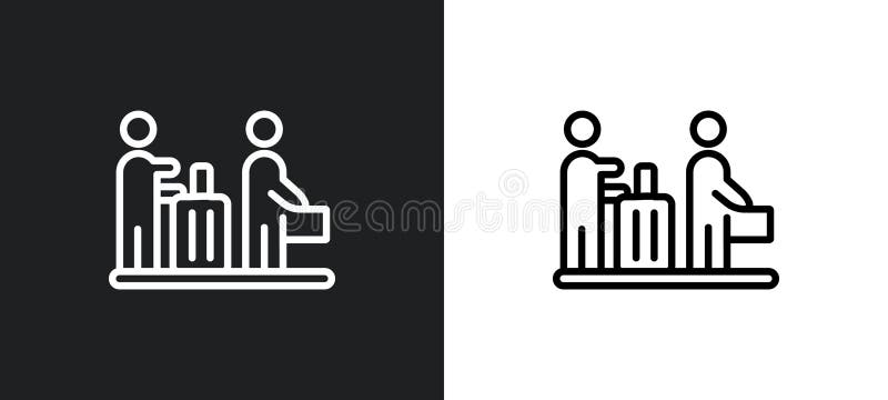 Airport Queue Outline Icon in White and Black Colors. Airport Queue ...