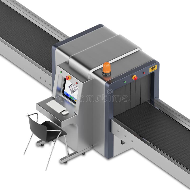 Airport X-ray Security Baggage Scanner. 3d Rendering Stock Illustration ...