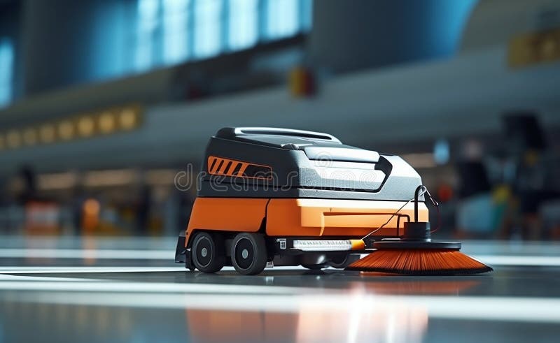 Airport Runway Cleaning with Sweeper Machine. Generative Ai Stock ...